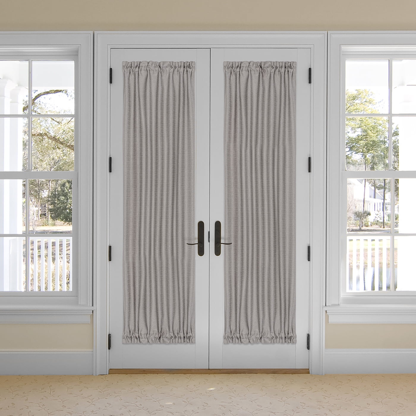 PowerSellerUSA Classic Door Panel Curtain, Ruffled Solid Door Panels ...