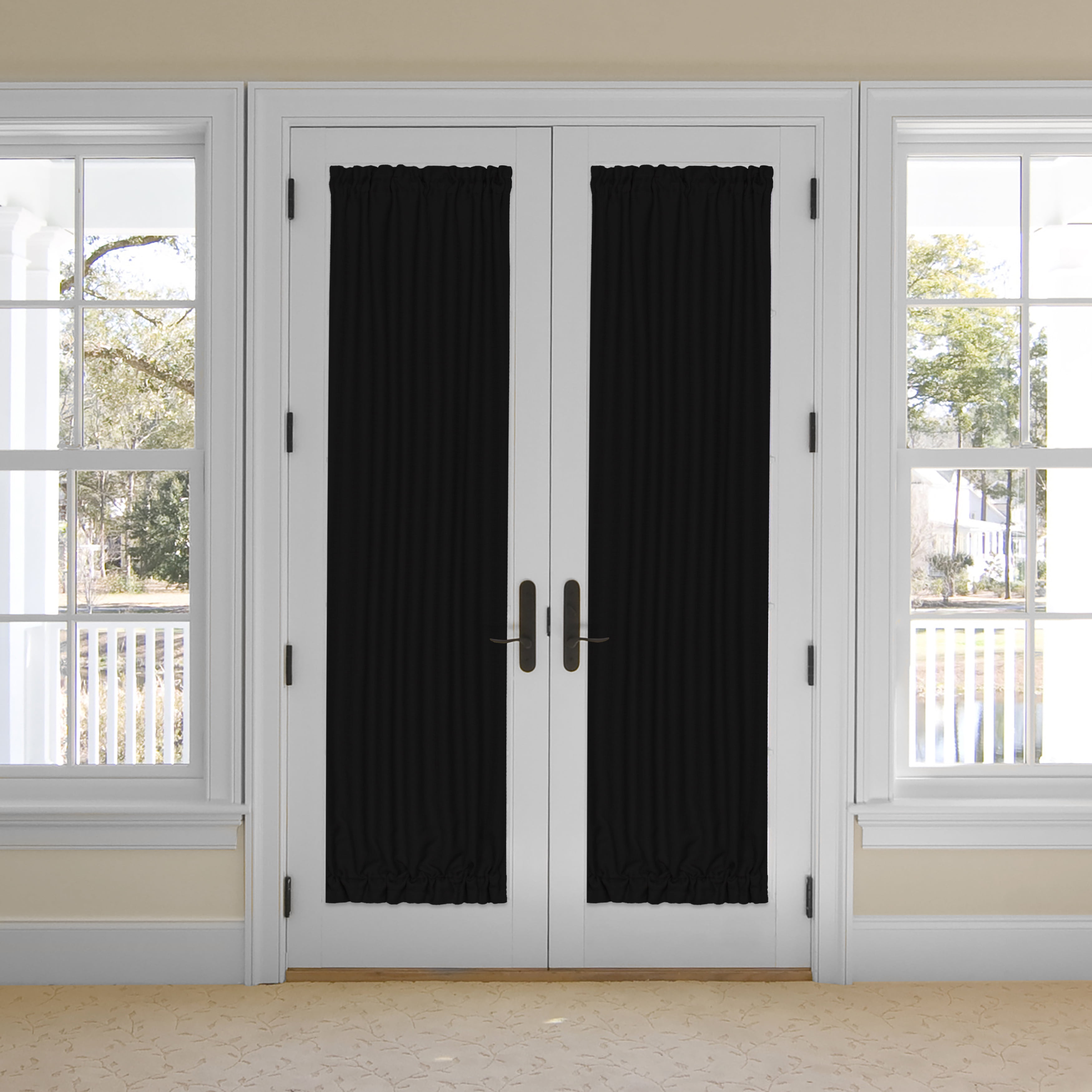PowerSellerUSA Classic Door Panel Curtain, Ruffled Solid Door Panels ...
