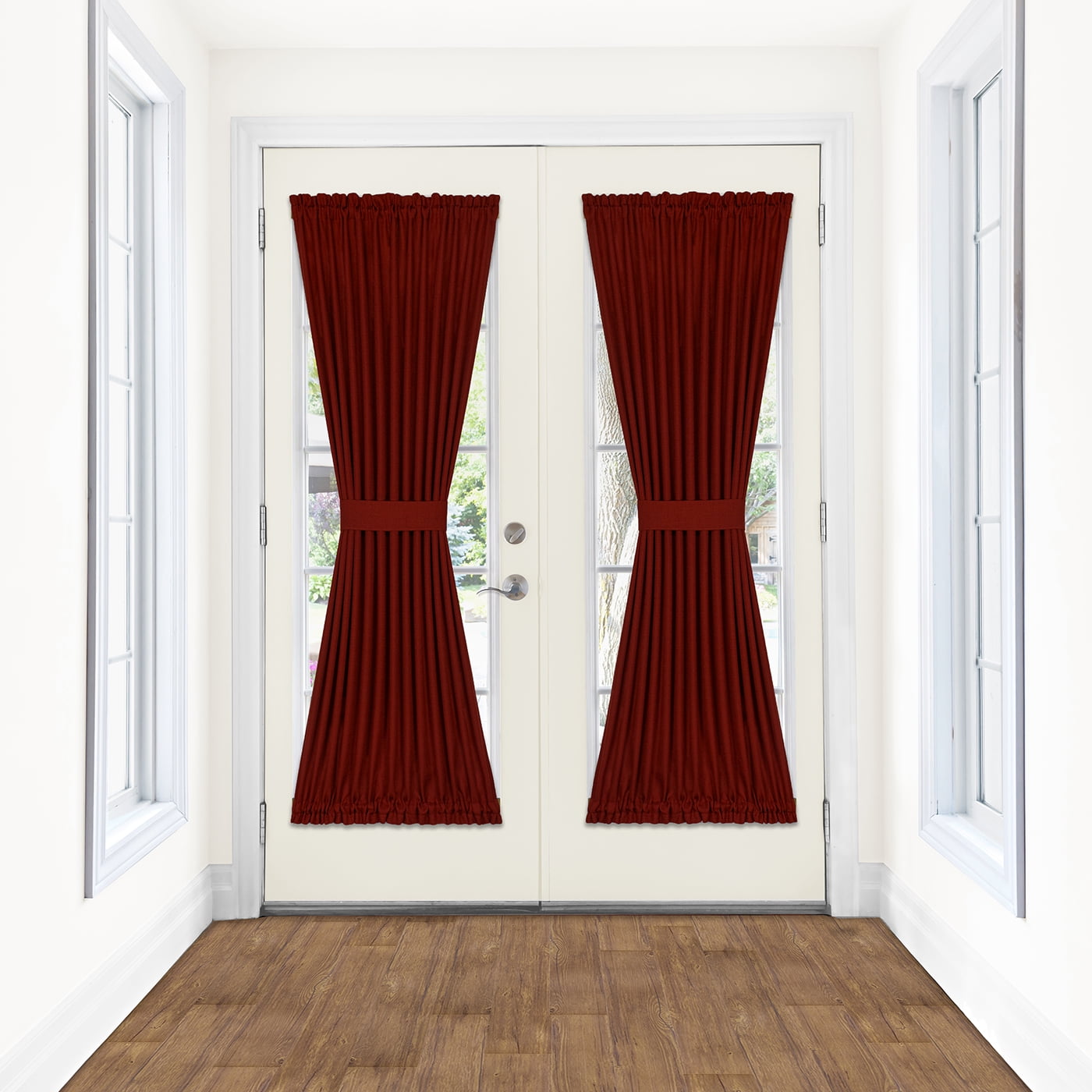 PowerSellerUSA Classic Door Panel Curtain, Ruffled Solid Door Panels ...