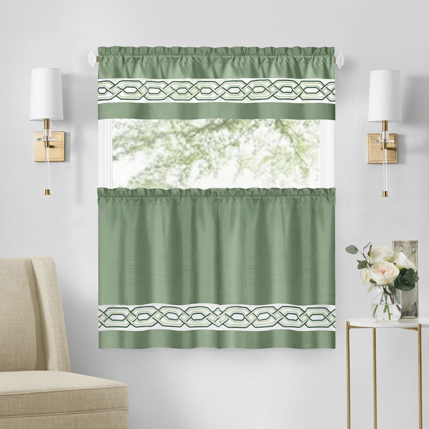 PowerSellerUSA Crisp & Clean Minimalist Two-Tone Window Curtain Set ...
