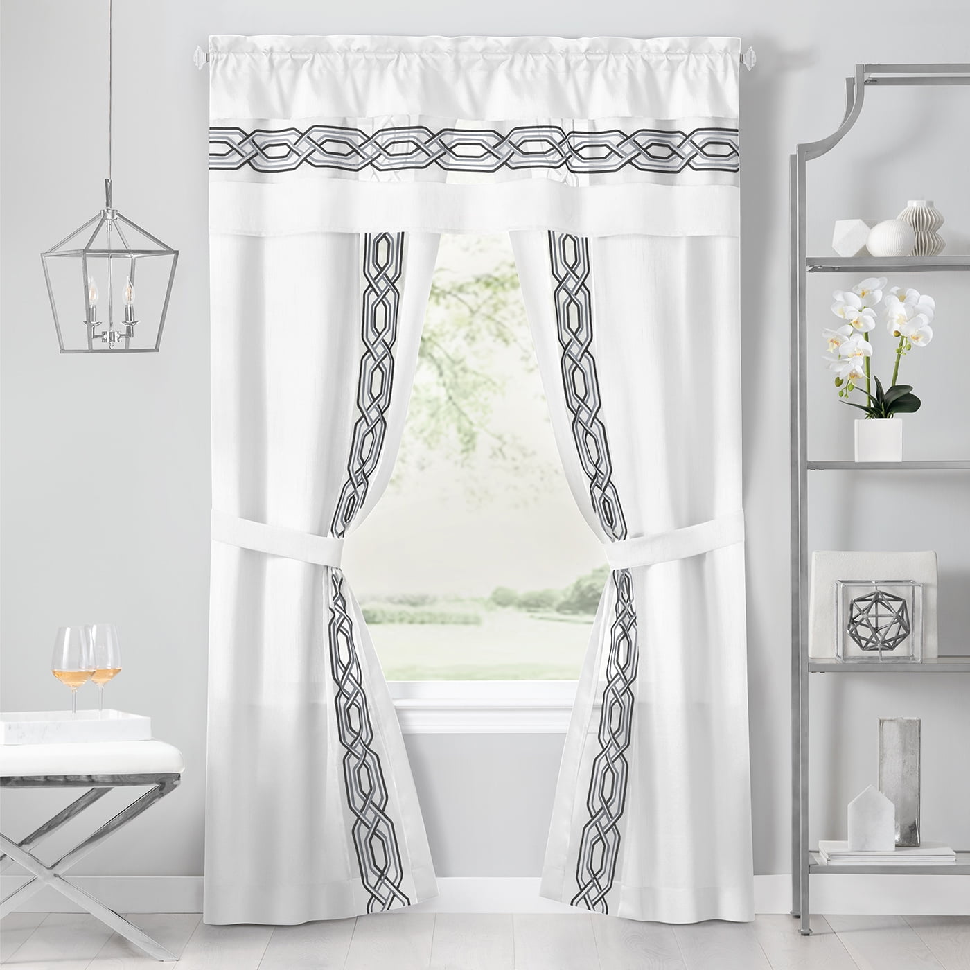 PowerSellerUSA Crisp & Clean Minimalist Two-Tone Window Curtain Set ...