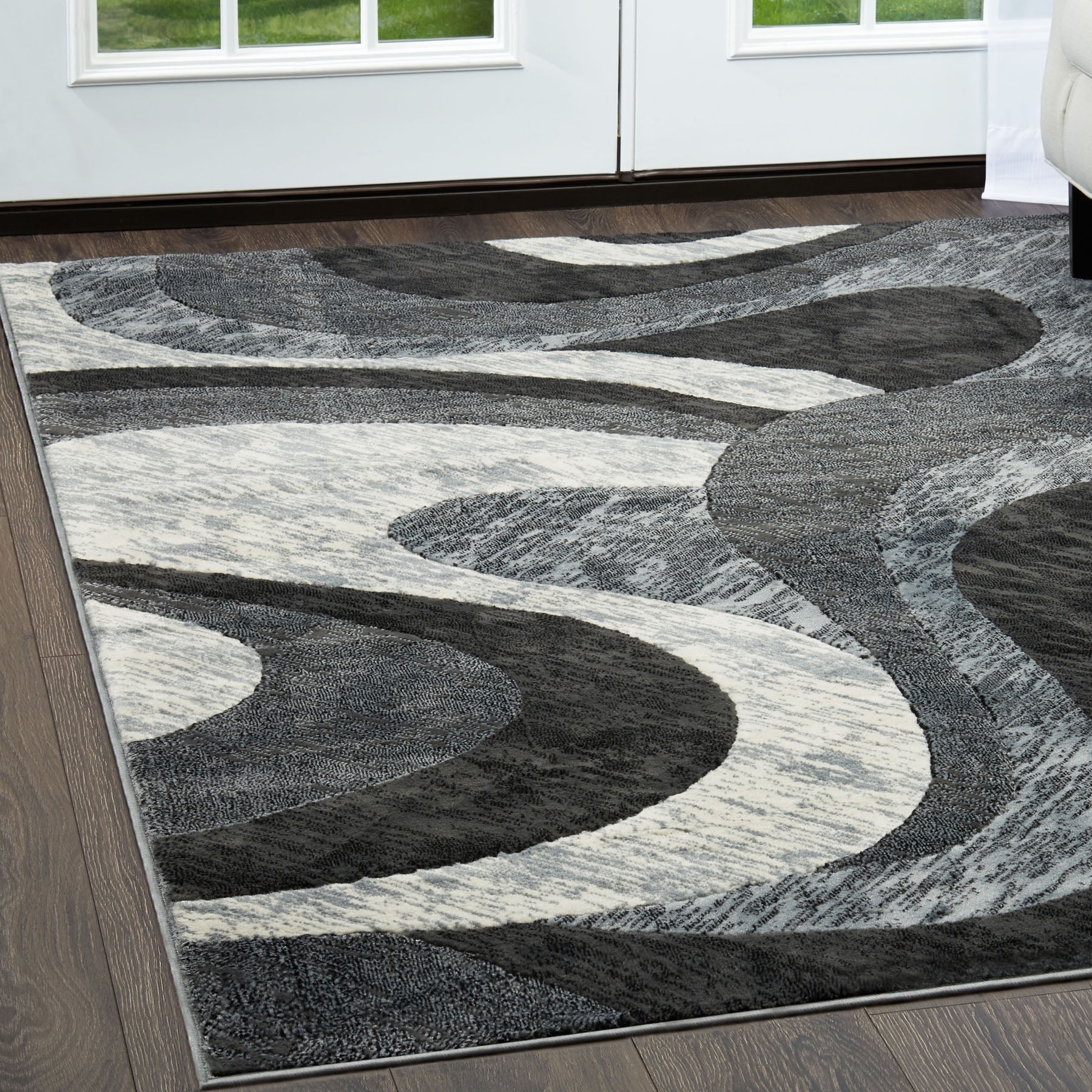 PowerSellerUSA Modern Abstract Gray Swirls Area Rug 4