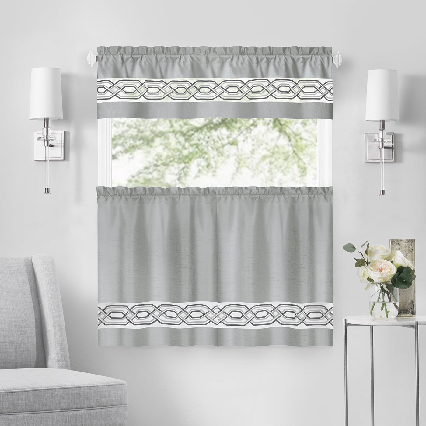PowerSellerUSA Sleek & Clean Minimalist Embroidered Two-Tone Window ...