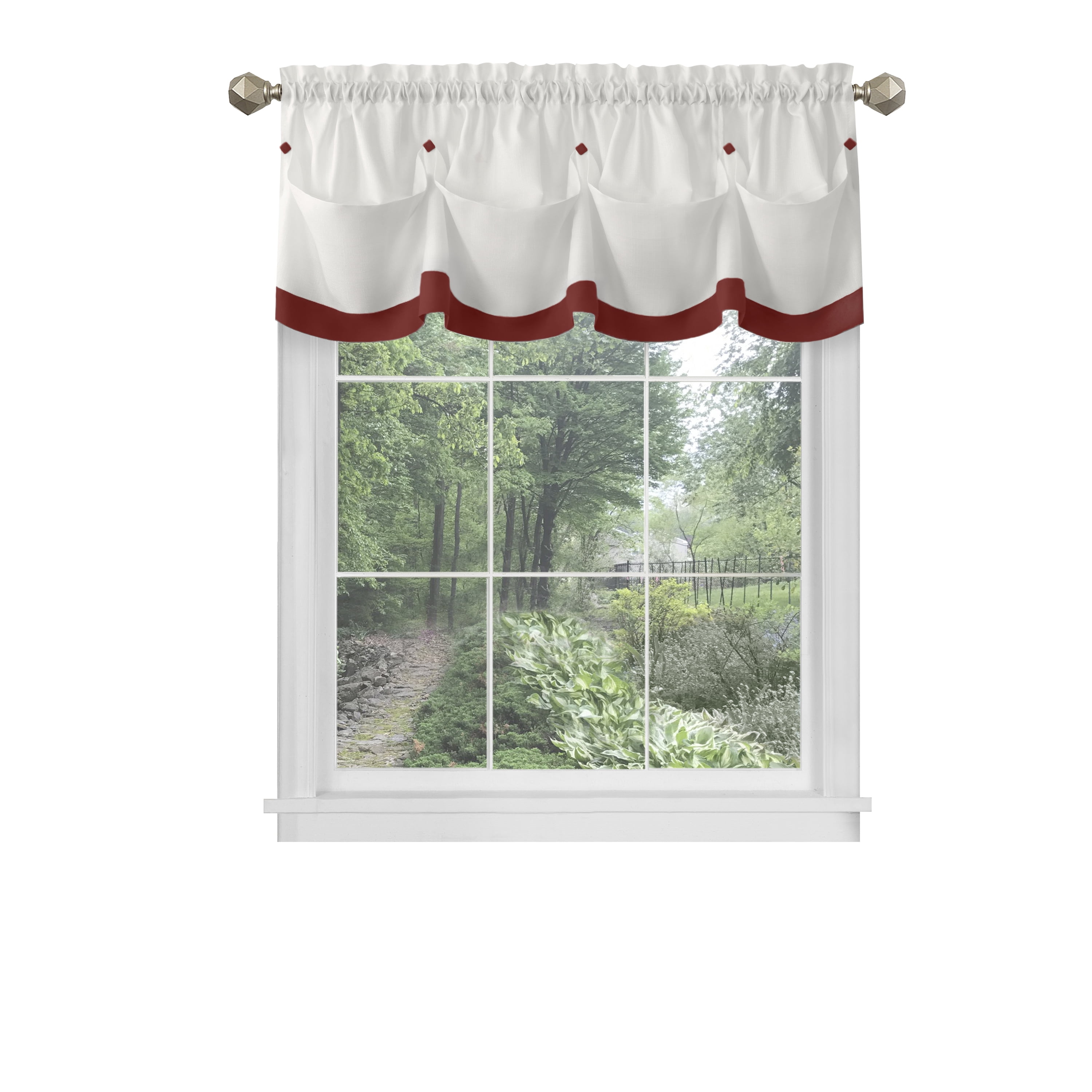 PowerSellerUSA Two-Tone Valance for Kitchen Windows, Living Room ...