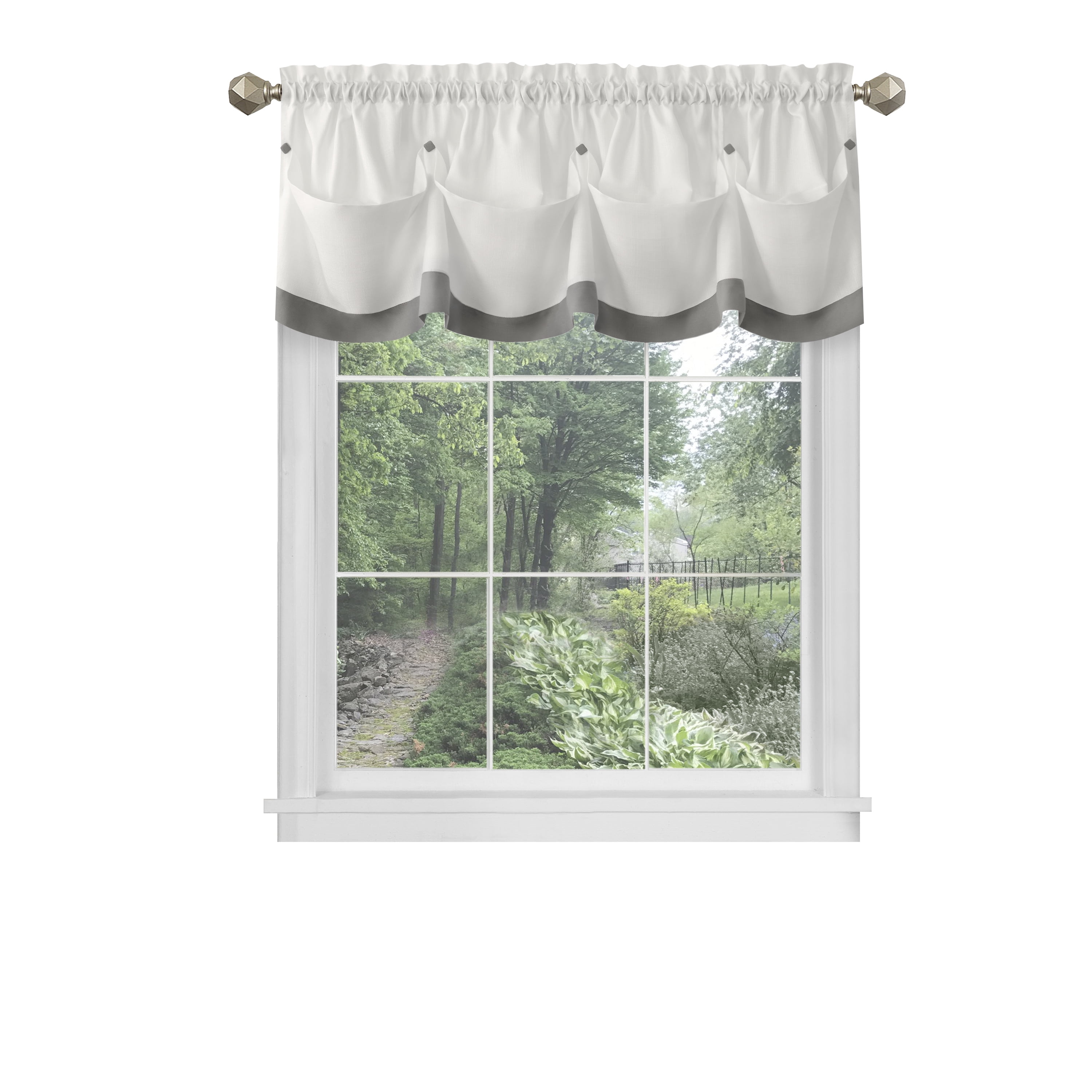 PowerSellerUSA Two-Tone Valance for Kitchen Windows, Living Room ...
