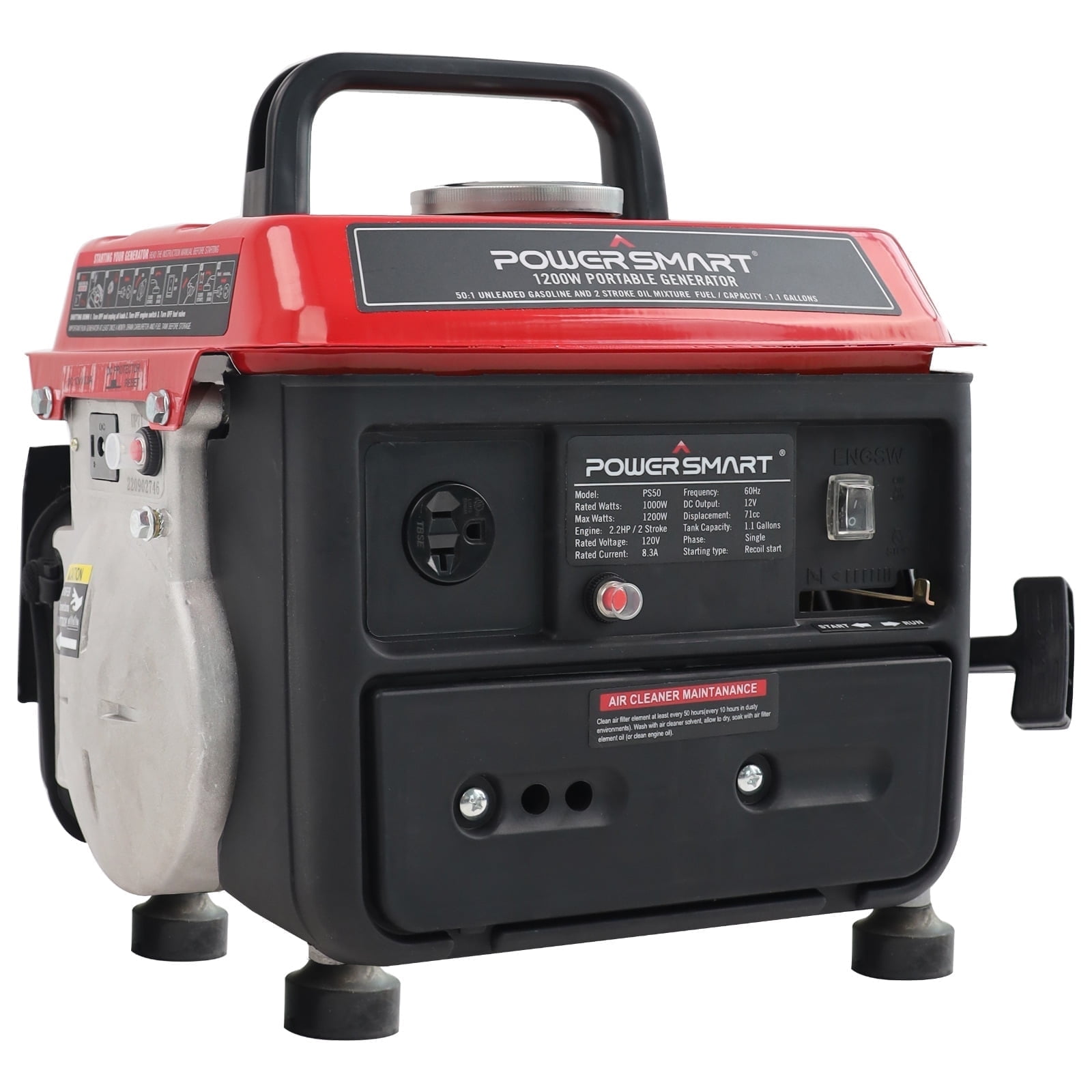 PowerSmart 1000W Gas Home Fuel Portable Outdoor Inverter Generator ...