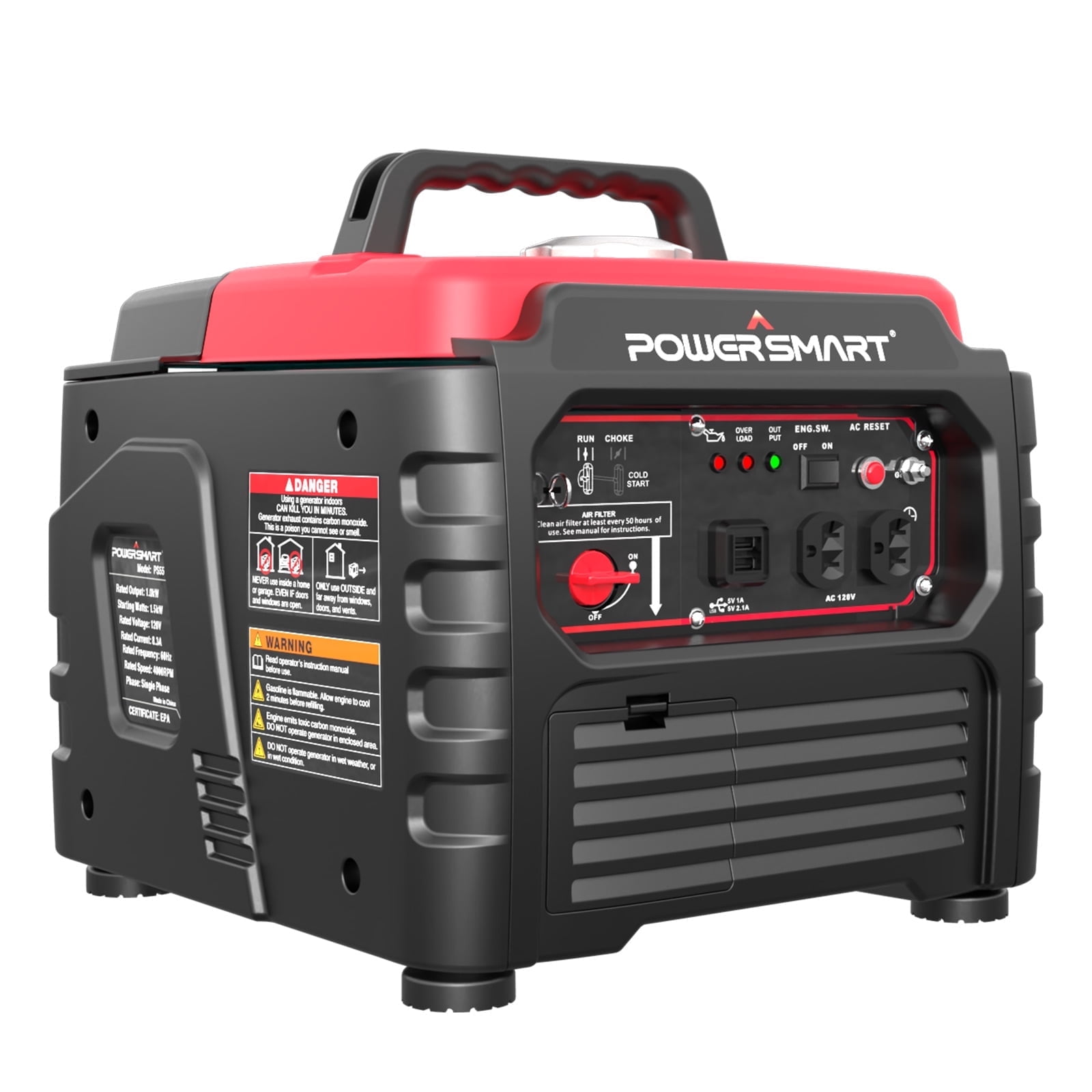 1500W PowerSmart Gasoline Powered Inverter Generator: Portable & Quiet ...