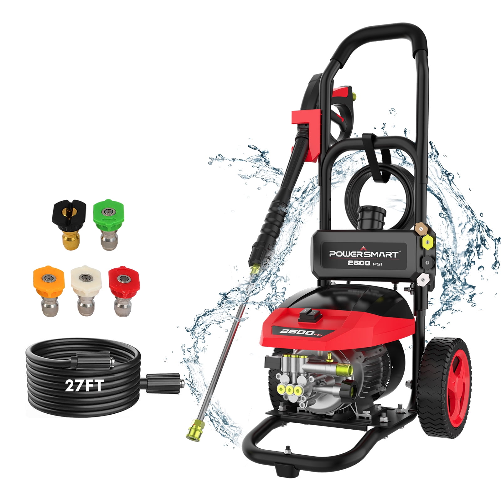 PowerSmart 2600PSI Brushless High Pressure Washer, 1.2GPM, 120V, 27FT ...