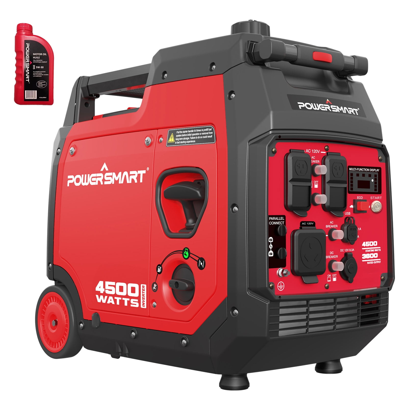 PowerSmart 4500W Portable Gasoline Inverter Generator with Electric ...