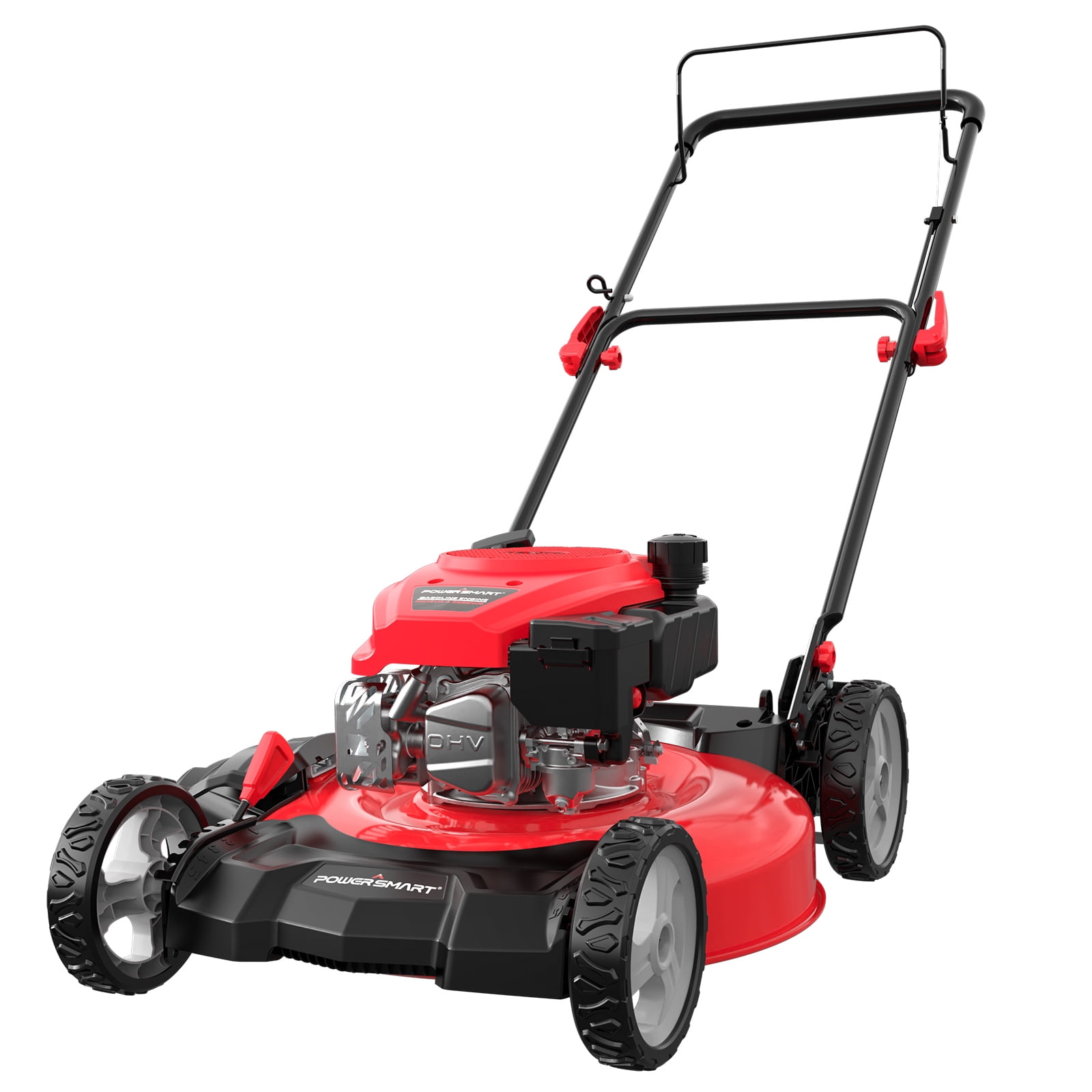 PowerSmart Gas Lawn Mower, 21 inches 144cc 2-in-1 Walk-Behind , Side ...