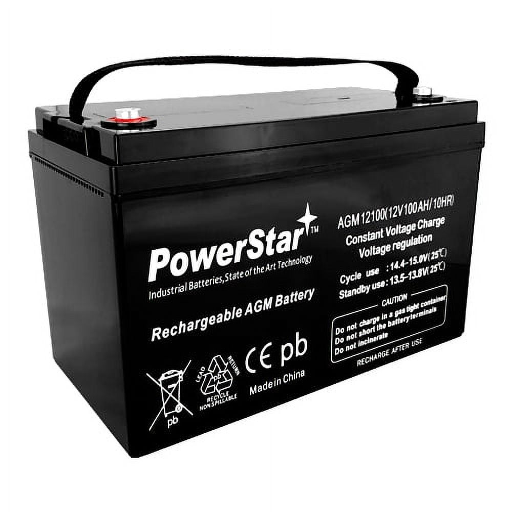 PowerStar 12V 100Ah AGM Sealed Battery, SLR100 Deep Cycle for Camper ...