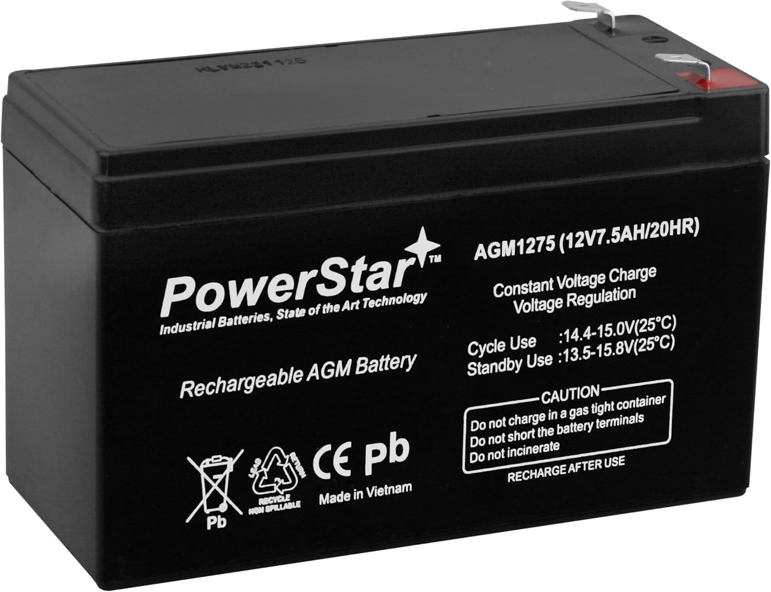 PowerStar 12V 7.5AH Rechargeable Lead Acid Battery Replaces EXP1270 ...