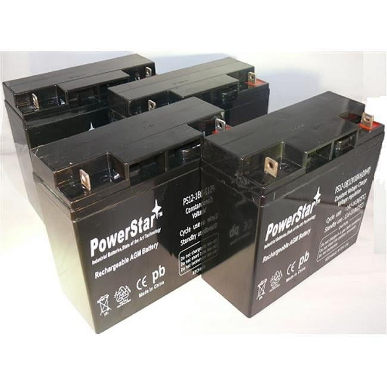 PowerStar 4 Pack Battery Rbc11 Ub12180 Sla 12V 18Ah T4 Terminal ...