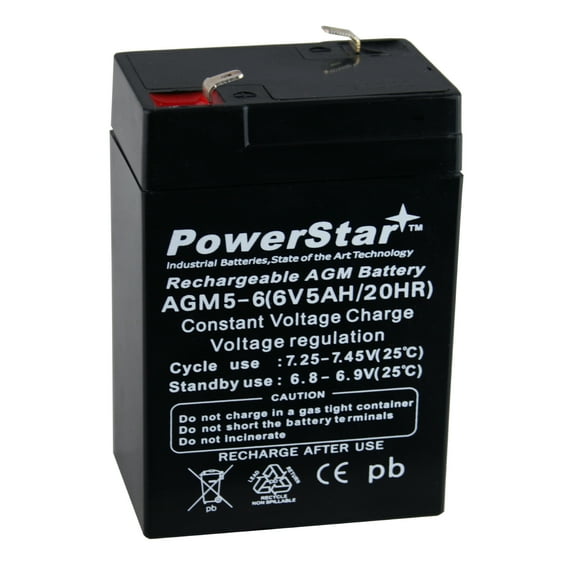 PowerStar 6V 5ah AGM SLA battery replaces Interstate SLA0905 - Walmart.com