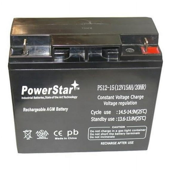 PowerStar AGM Battery 12V Automotive Battery Group Size PS12-15, Top ...