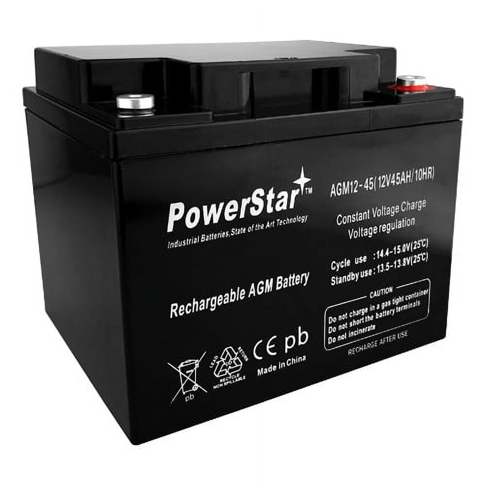 PowerStar 12V 45Ah Sealed Lead Acid (AGM) General Purpose Battery with ...