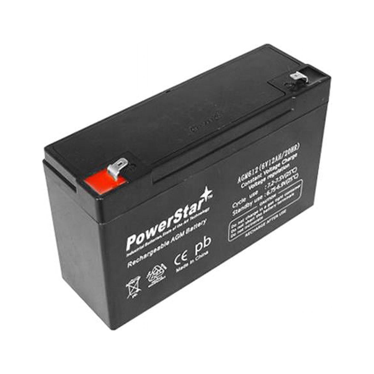 PowerStar AGM6V12-40 6V 12Ah F2 Replacement Streamlight Litebox Battery ...