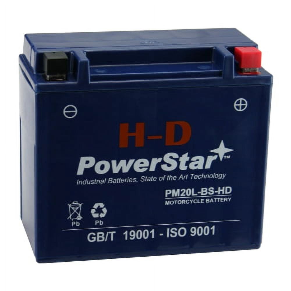 PowerStar YTX20L-BS Battery, 12V 18AH, Honda 1800 VTX1800C 2002-2011 ...
