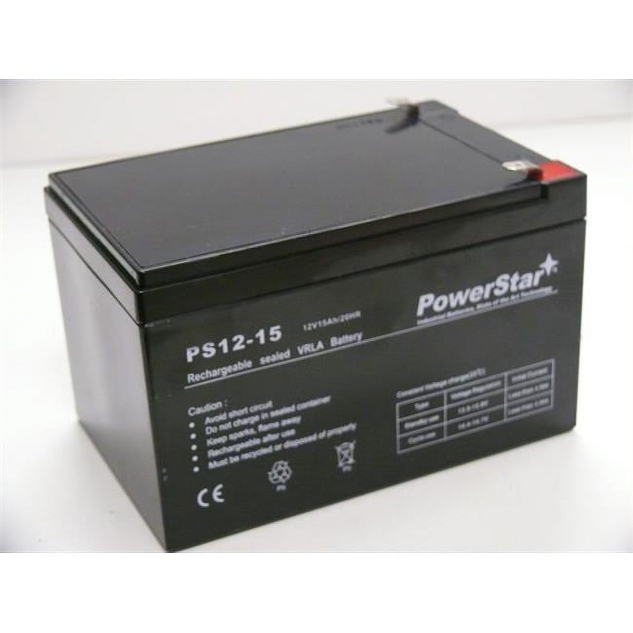 PowerStar PS12-15-03 12V, 15Ah Sealed Lead Acid Battery For Hoveround ...