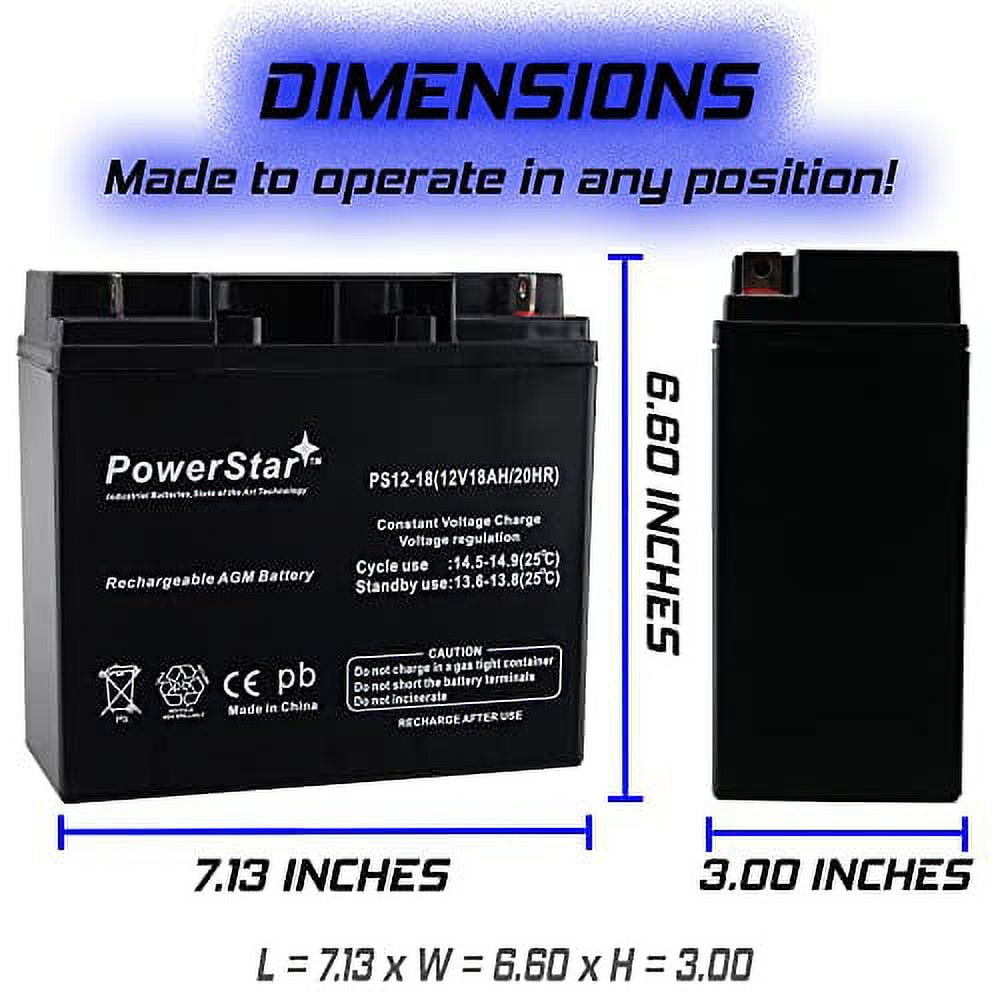 PowerStar UB12180 SLA 12V 18AH T4 TERMINAL - PACK OF 2 - Walmart.com