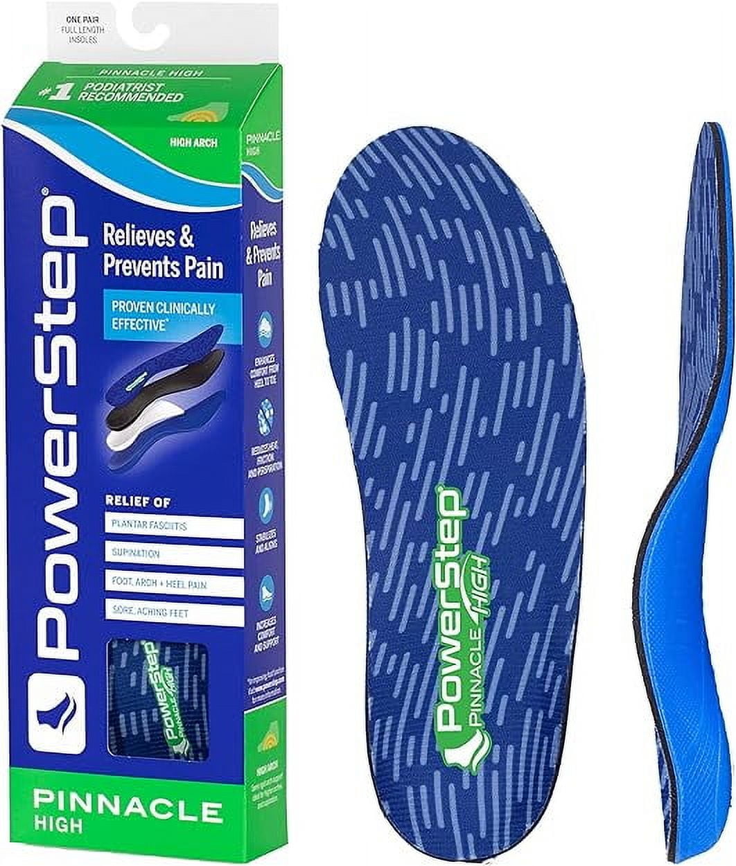 Powerstep Pinnacle High Arch Support Insole, Blue, Men's 10-10.5, Women ...