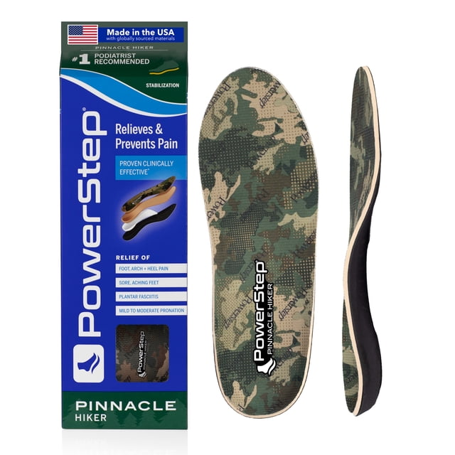 PowerStep Pinnacle Hiker Full Length Orthotic Shoe Insoles with Neutral ...