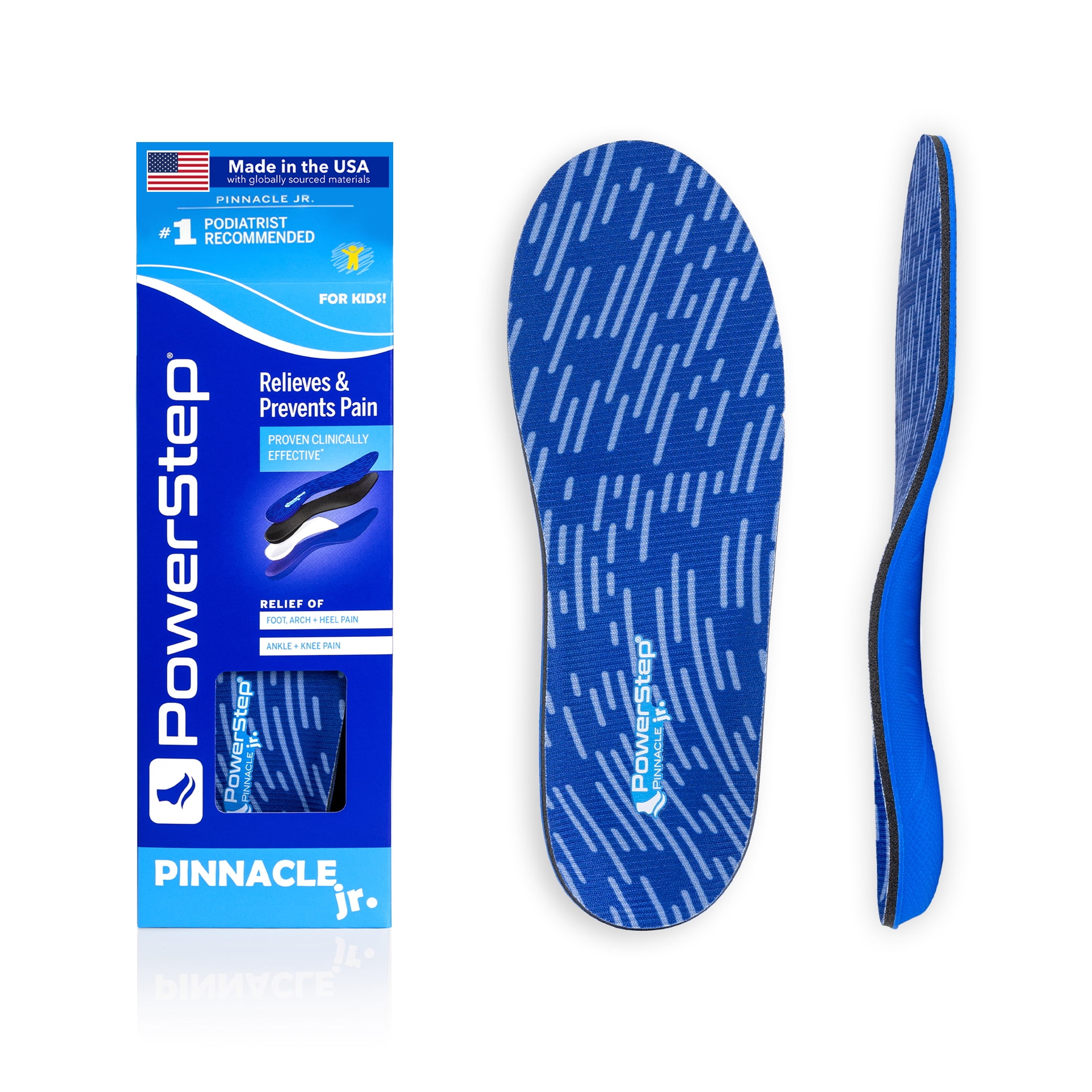 PowerStep Pinnacle Junior Full Length Orthotic Shoe Insoles with ...