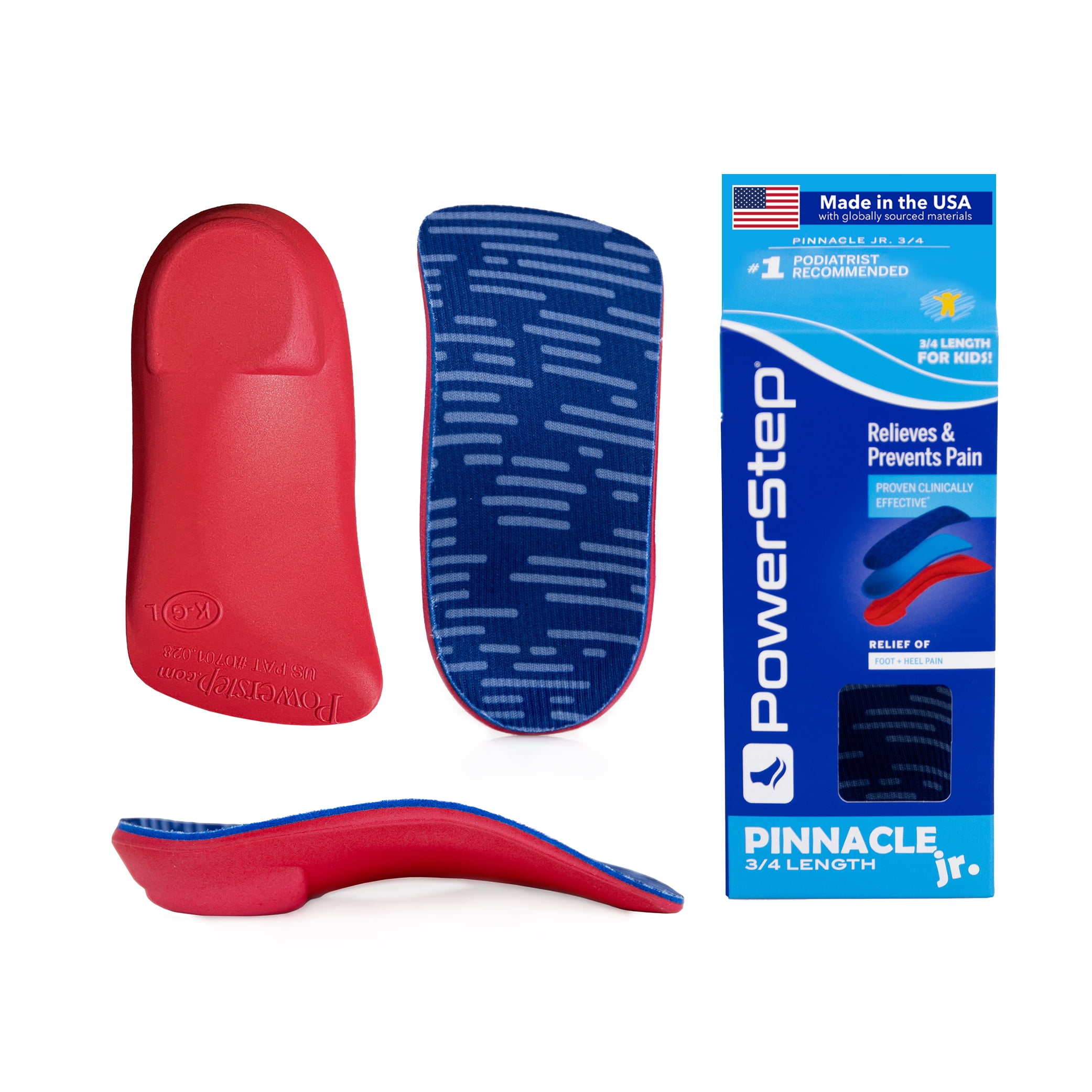 PowerStep Unisex Pinnacle Junior 3/4 Insoles for Children Blue (1 pair) - 5040-03 HSA/FSA ...