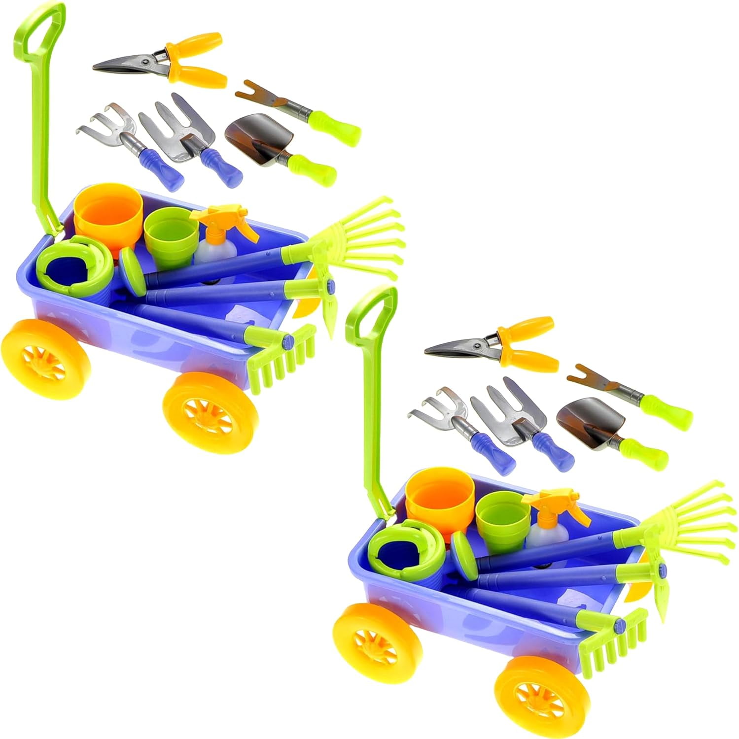 PowerTRC 2 Sets of Garden Wagon & Gardening Tools Outdoor Toy Set for ...