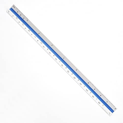 PowerTRC (3 Pack) Triangular Aluminum Architect Scale Ruler, Imperial Measurements 12" for ...