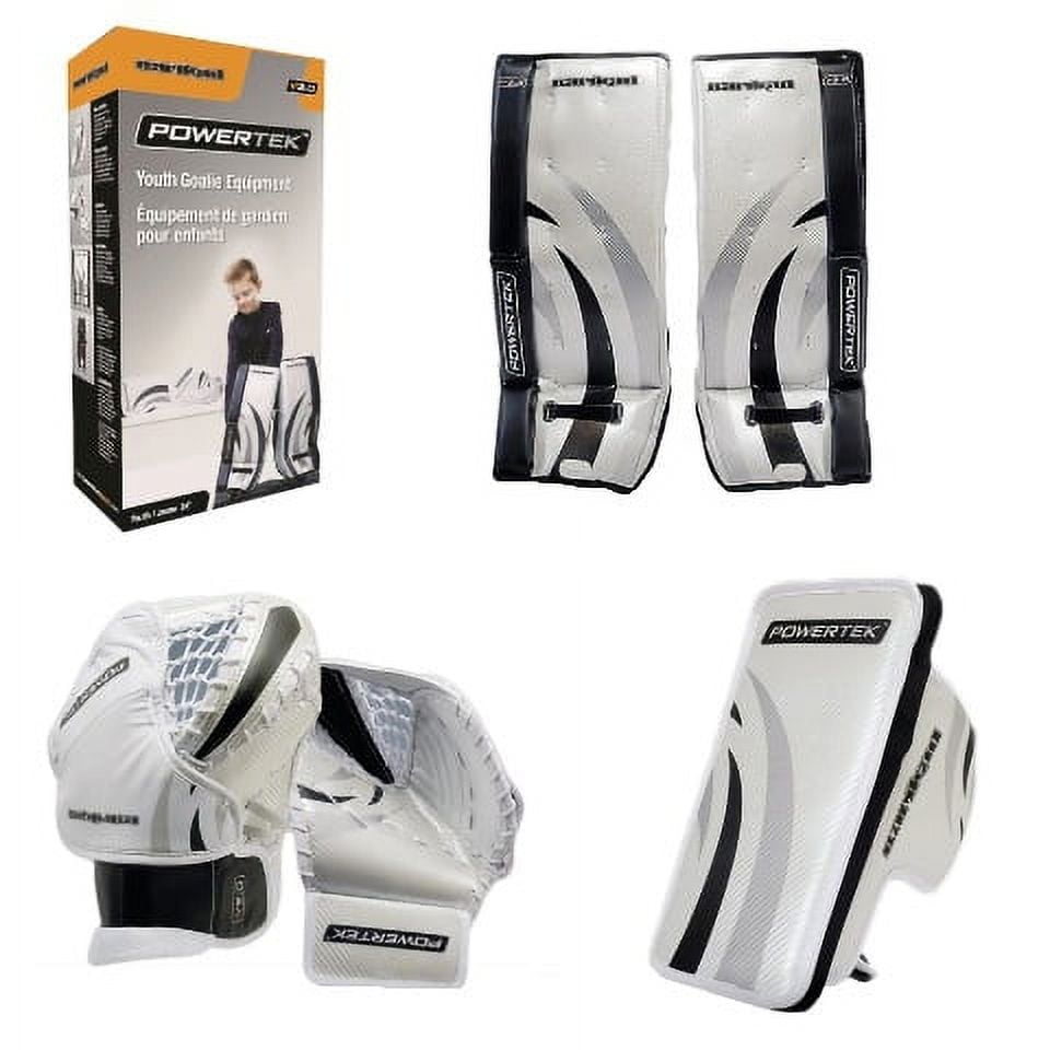 PowerTek Barikad V2.0 YOUTH Hockey GOALIE Pad Set - 24" Leg Pads, Glove ...