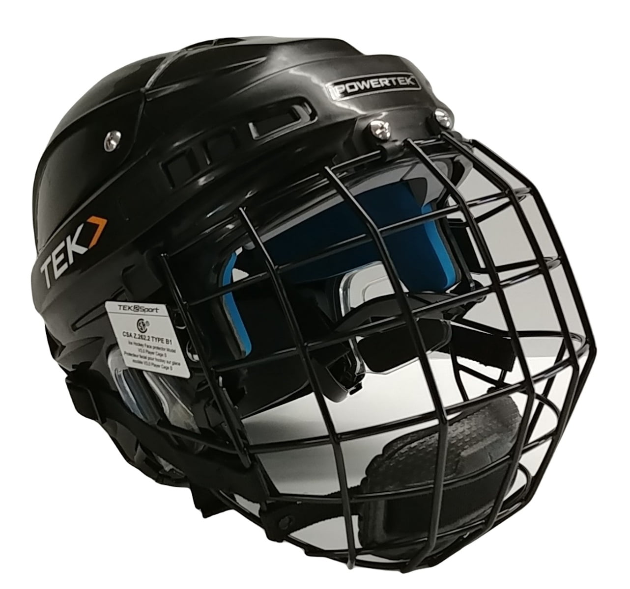 PowerTek v3.0 TEK Adjustable Ice Hockey Helmet with Chin Strap, Cage ...