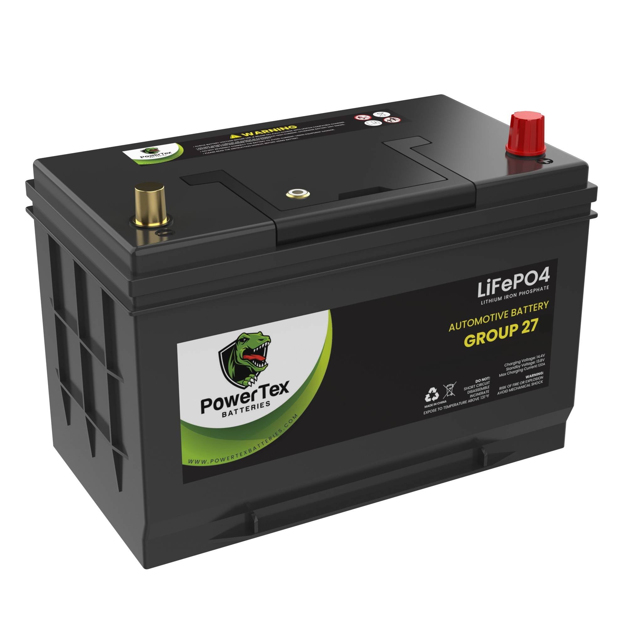 PowerTex Lithium Car Battery BCI Group 27 LiFePO4 Lithium Iron ...