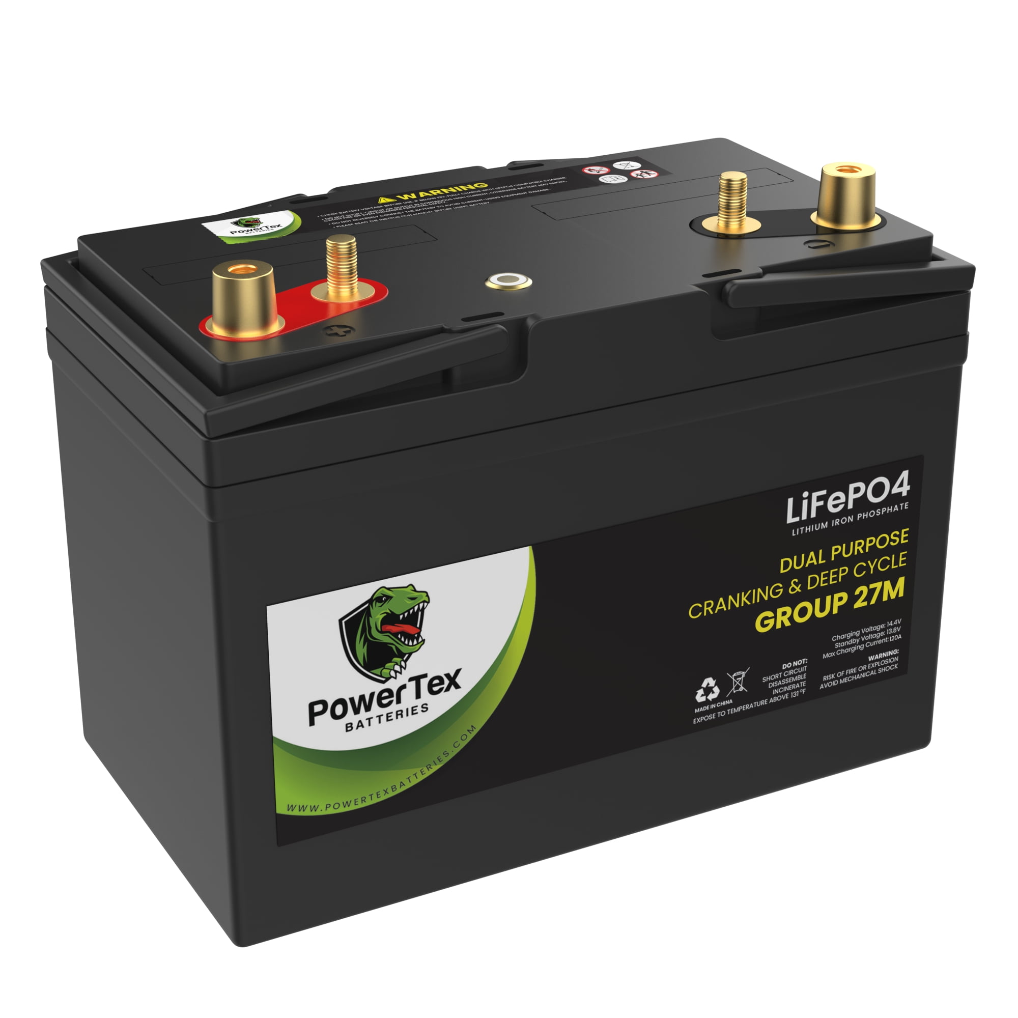 PowerTex Lithium Dual-Purpose RV & Marine Battery BCI Group 27M LiFePO4 ...