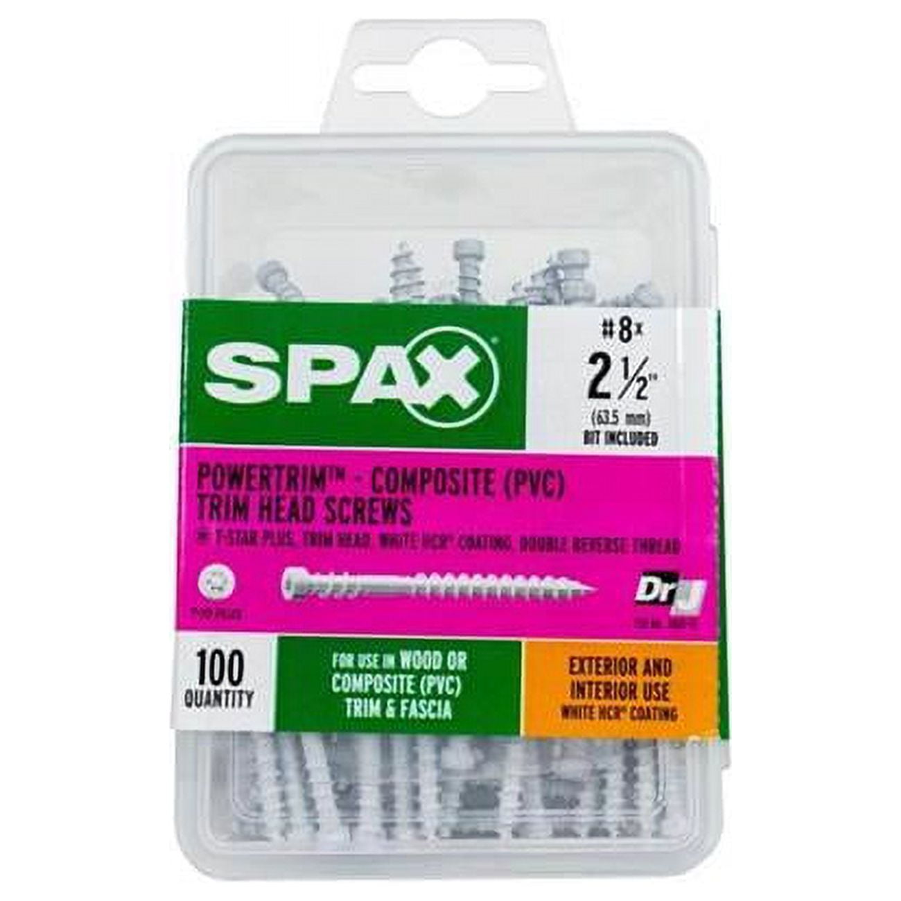 PowerTrim No. 8 Label x 2.5 in. Star Trim Head Trim Screws, White- 0.8 ...