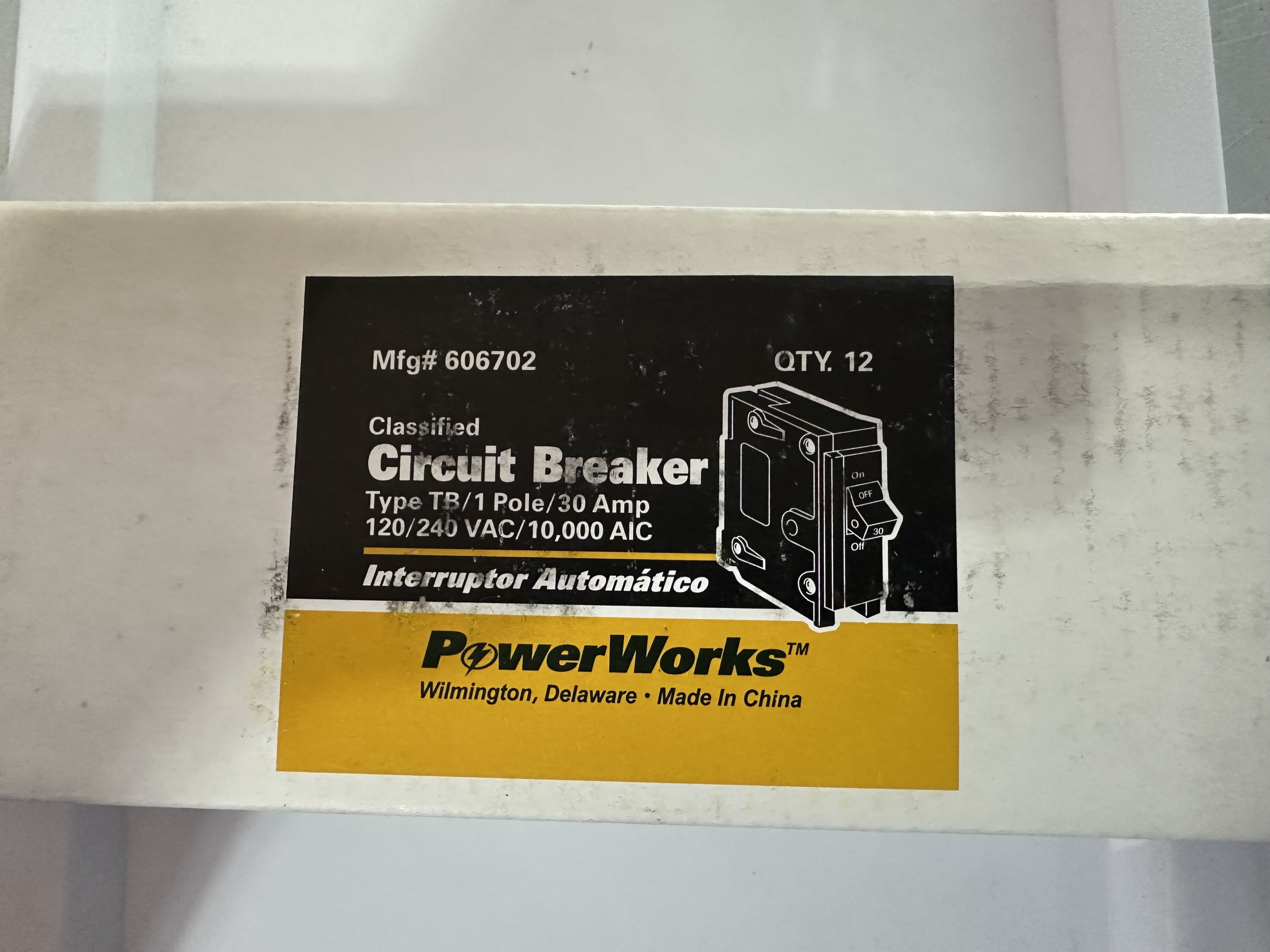 PowerWorks Circuit Breaker Type TB/ 1-Pole/ 30 Amp 120/240 VAC/ 10,000 ...