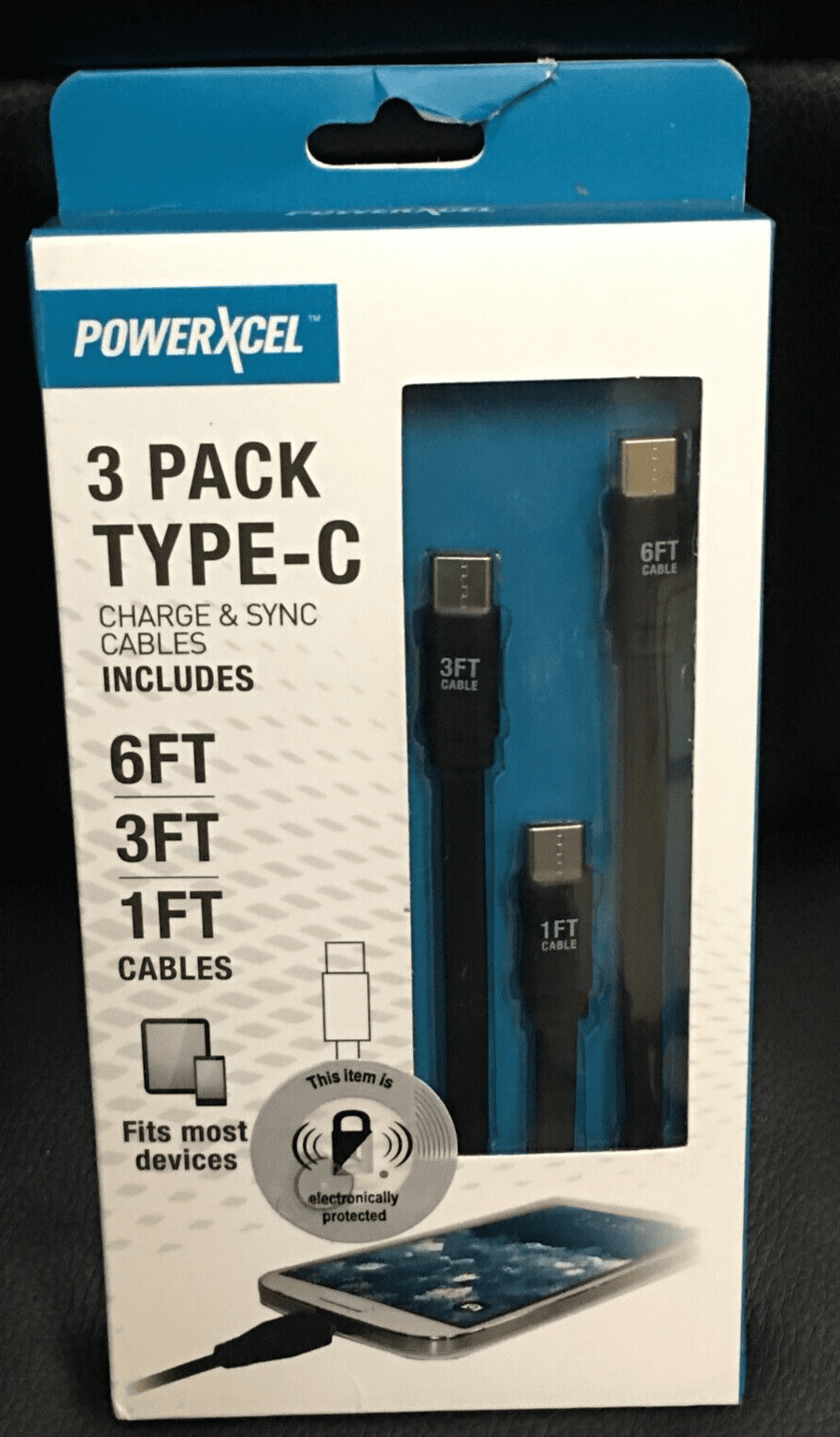 PowerXcel 3 Pack Type C Cables (6 Ft, 3 Ft , 1 Ft) | - Walmart.com