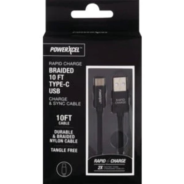 PowerXcel Rapid Charge Braided Type-C USB Charge - Walmart.com