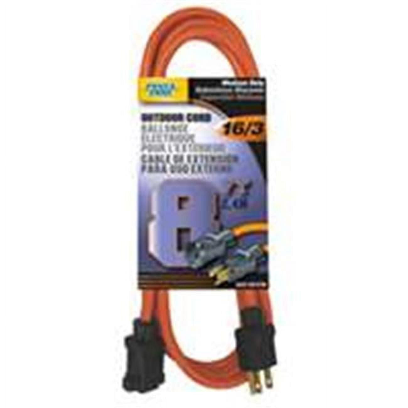 PowerZone Extension Cord, 16 AWG Cable, 5-15P Grounded Plug, 5-15R ...