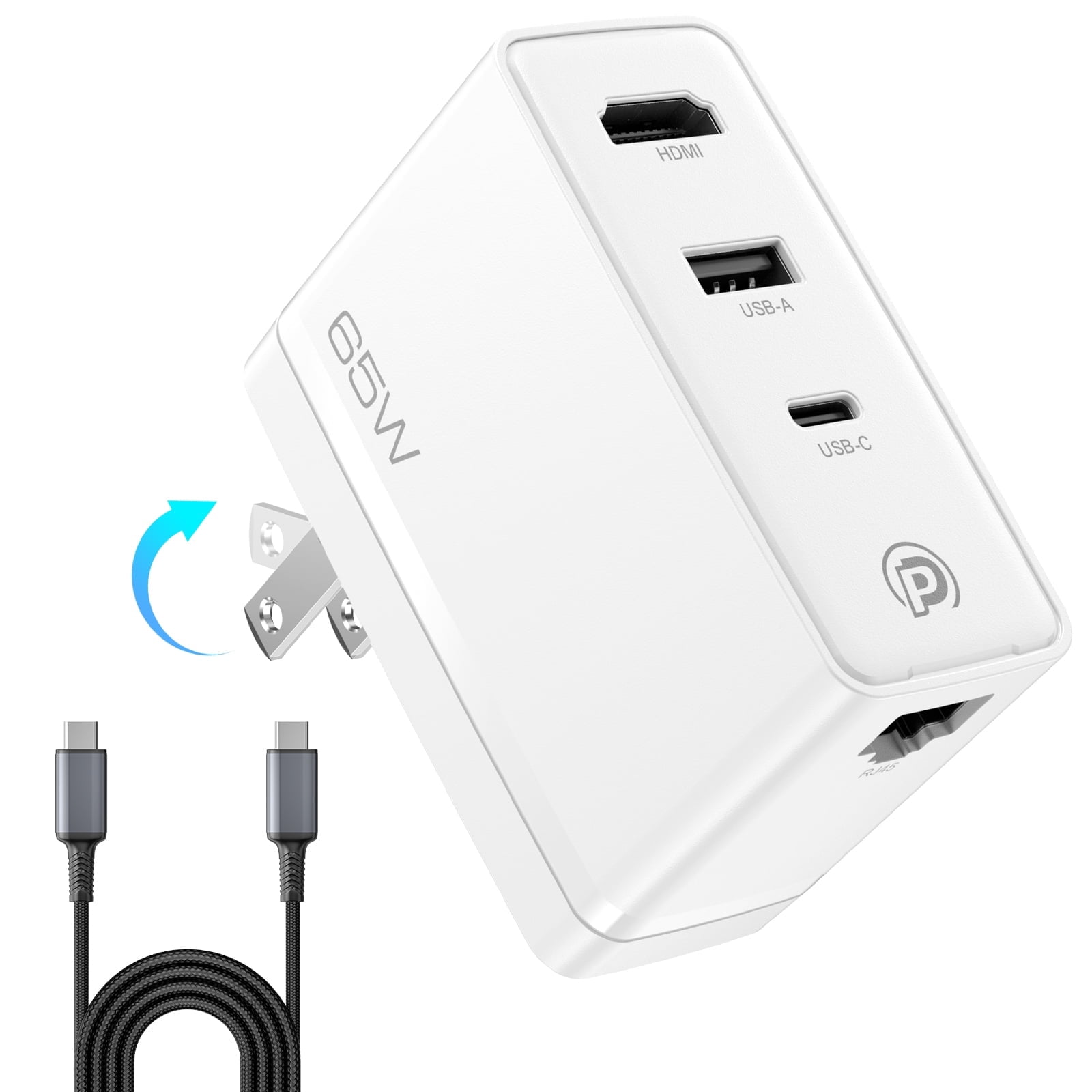 Poweradd PD 65W 4 Ports GAN Switch Dock Wall Charger Adapter Charging ...