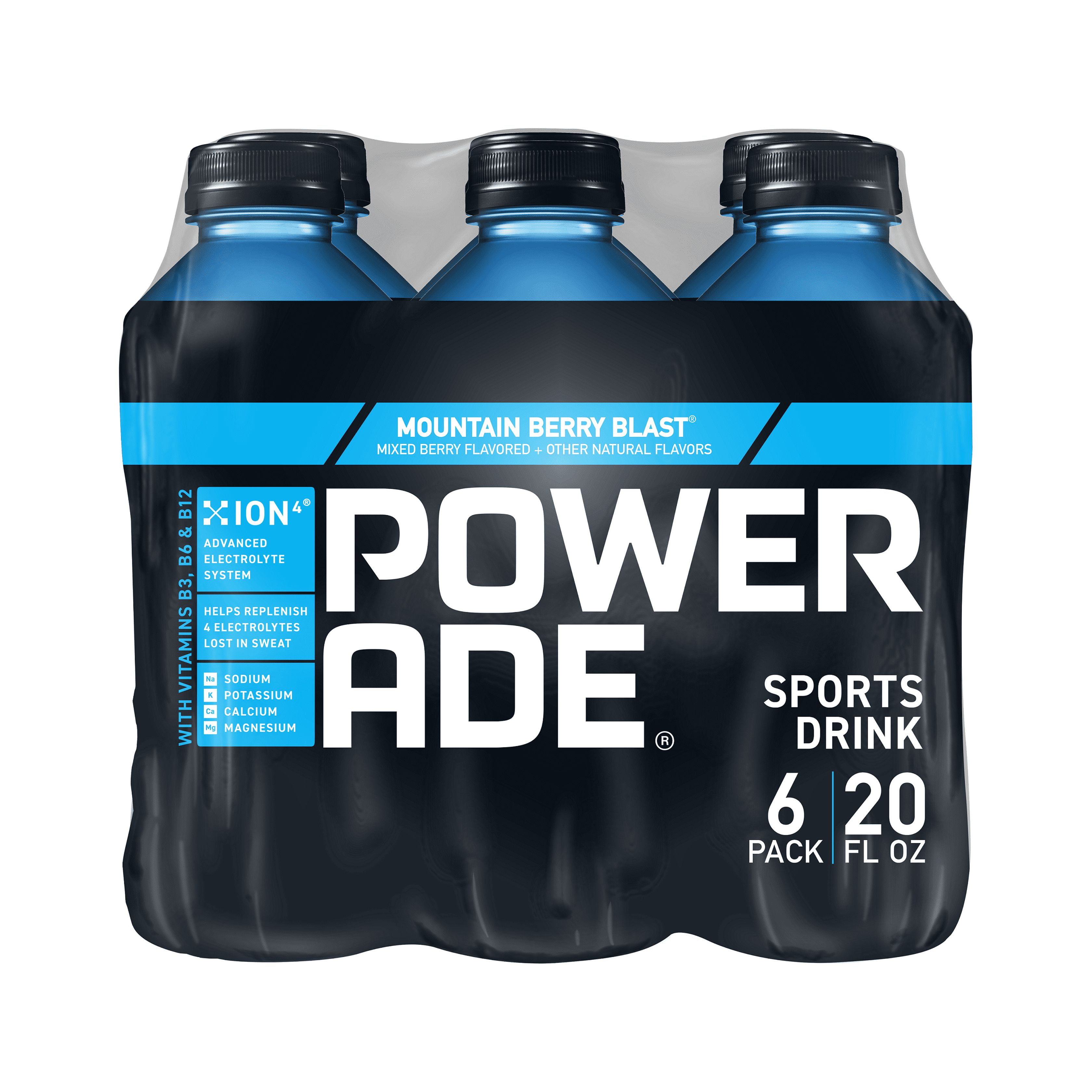 Powerade Mountain Berry, ION4 Electrolyte Enhanced Fruit Flavored ...
