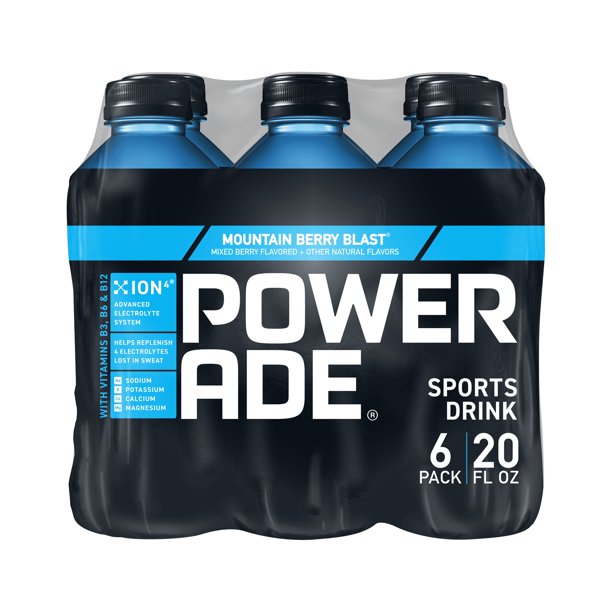Powerade Mountain Berry, ION4 Electrolyte Enhanced Fruit Flavored ...