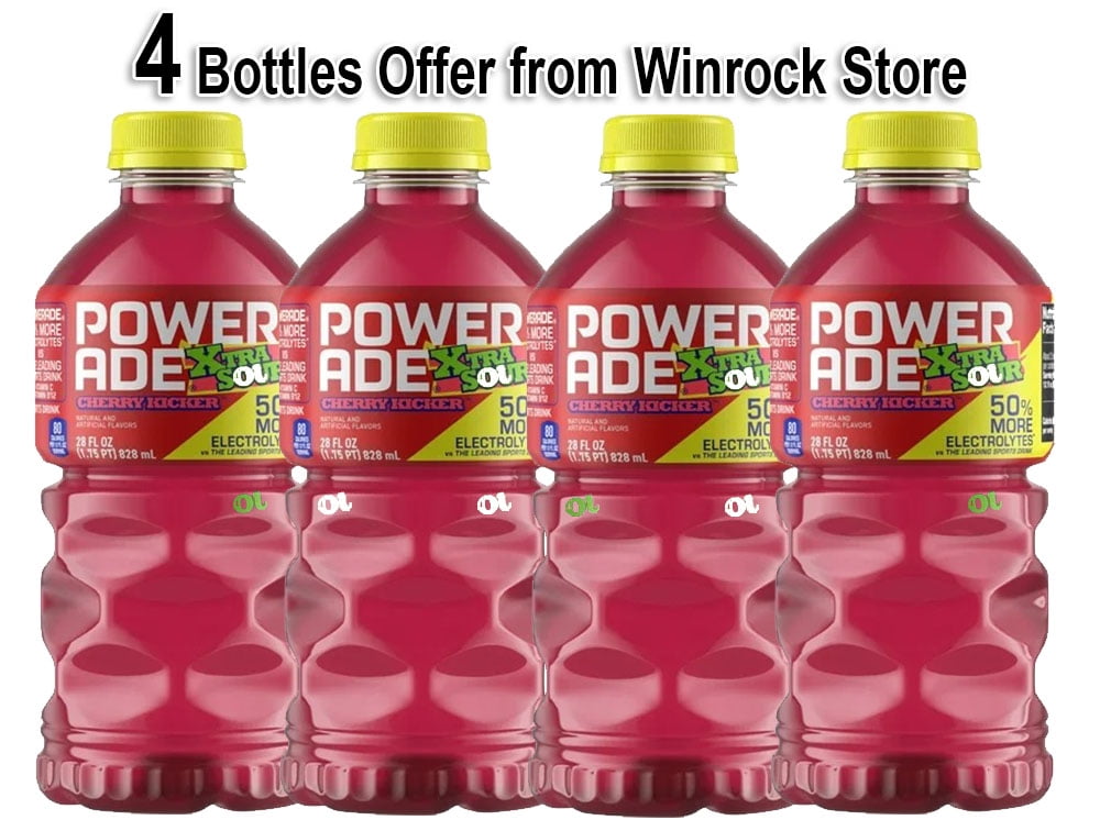 Powerade Xtra Sour Cherry 28 fl oz Plastic Bottle (4 Bottles Offer ...