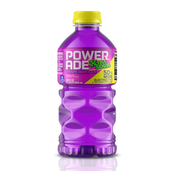 POWERADE XTRA SOUR Grape Shocker Electrolyte Sports Drink, 28 fl oz ...