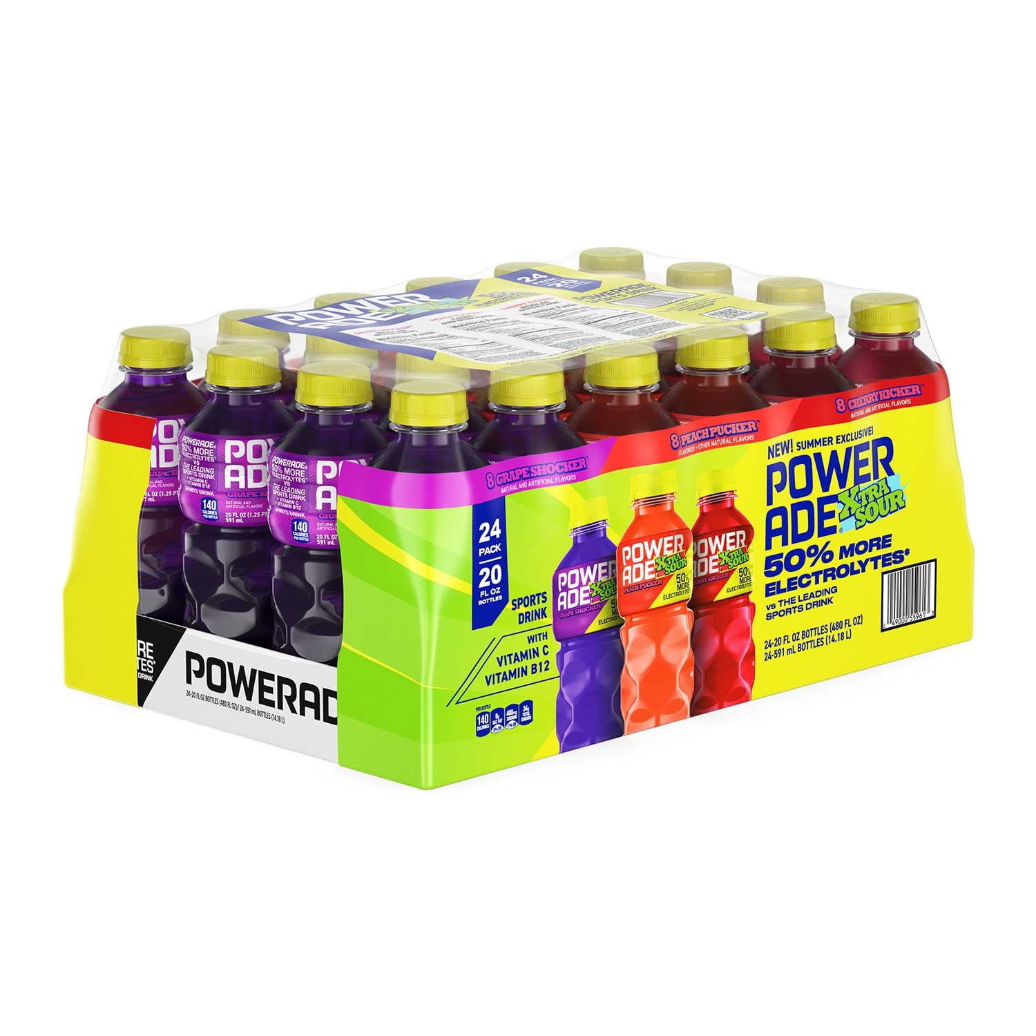 Powerade Xtra Sour Variety Pack Sports Drink, 20 Fluid Ounce (Pack of ...