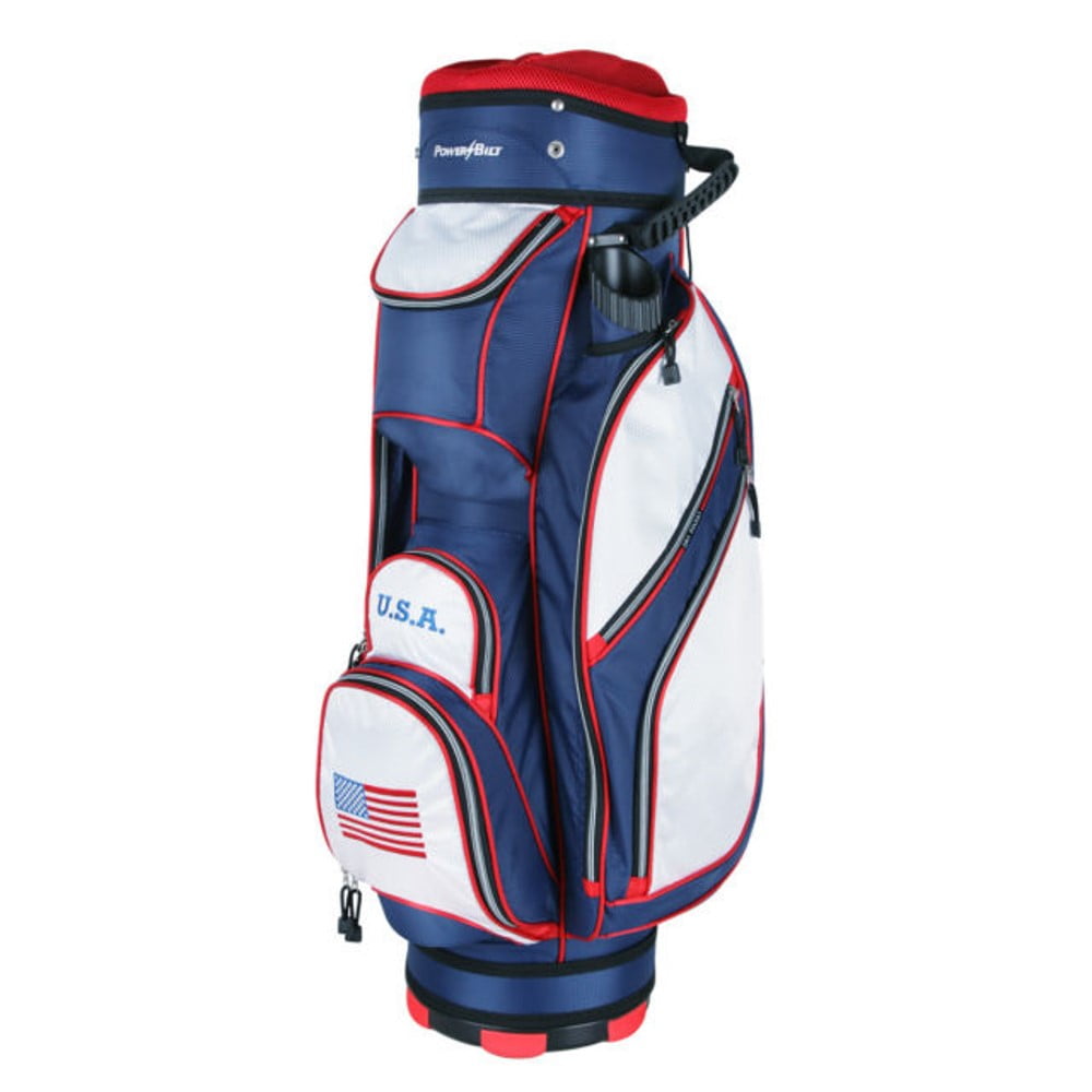 PowerBilt Golf TPS 5400 14-Way Divided Top Cart Bag, USA Flag Red/White ...