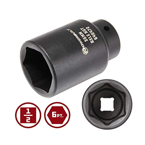Powerbuilt 1/2-inch Drive Axle Nut Socket, 36mm 6 Point Extra Deep ...