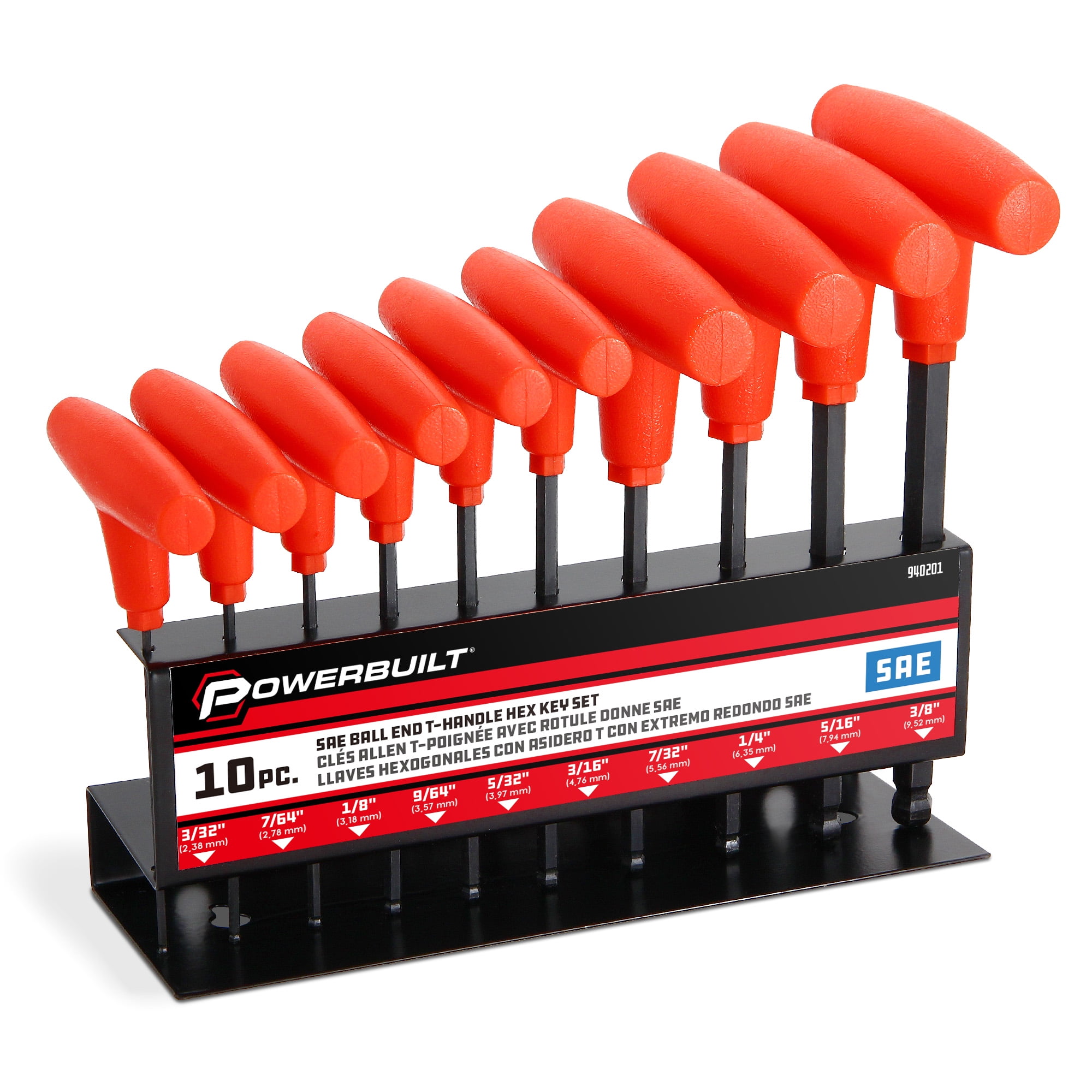 Powerbuilt Standard Tool Head 10 Piece SAE T-Handle Hex Key Wrench Set ...