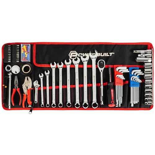 Powerbuilt 100 Piece Motorcycle Tool Kit with Roll Pouch, Roadside ...