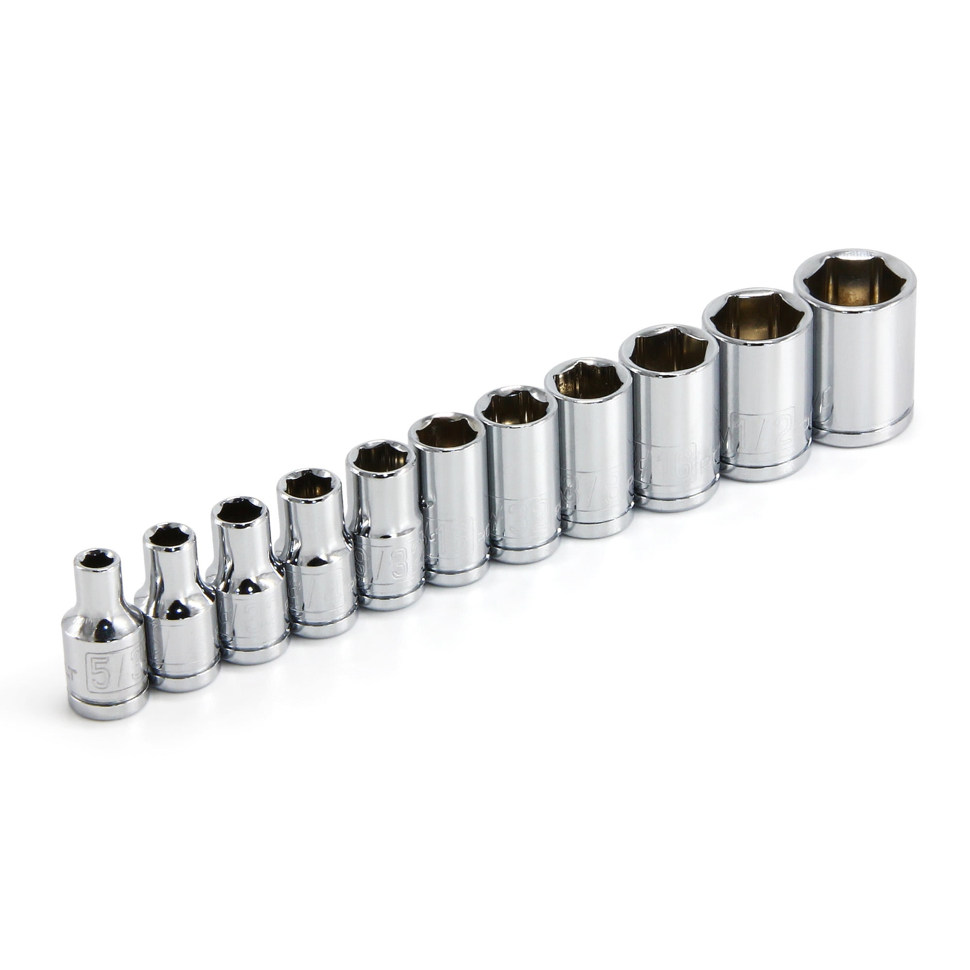 Powerbuilt 11 Piece 1/4 Inch Drive SAE 6 Point Shallow Socket Set ...
